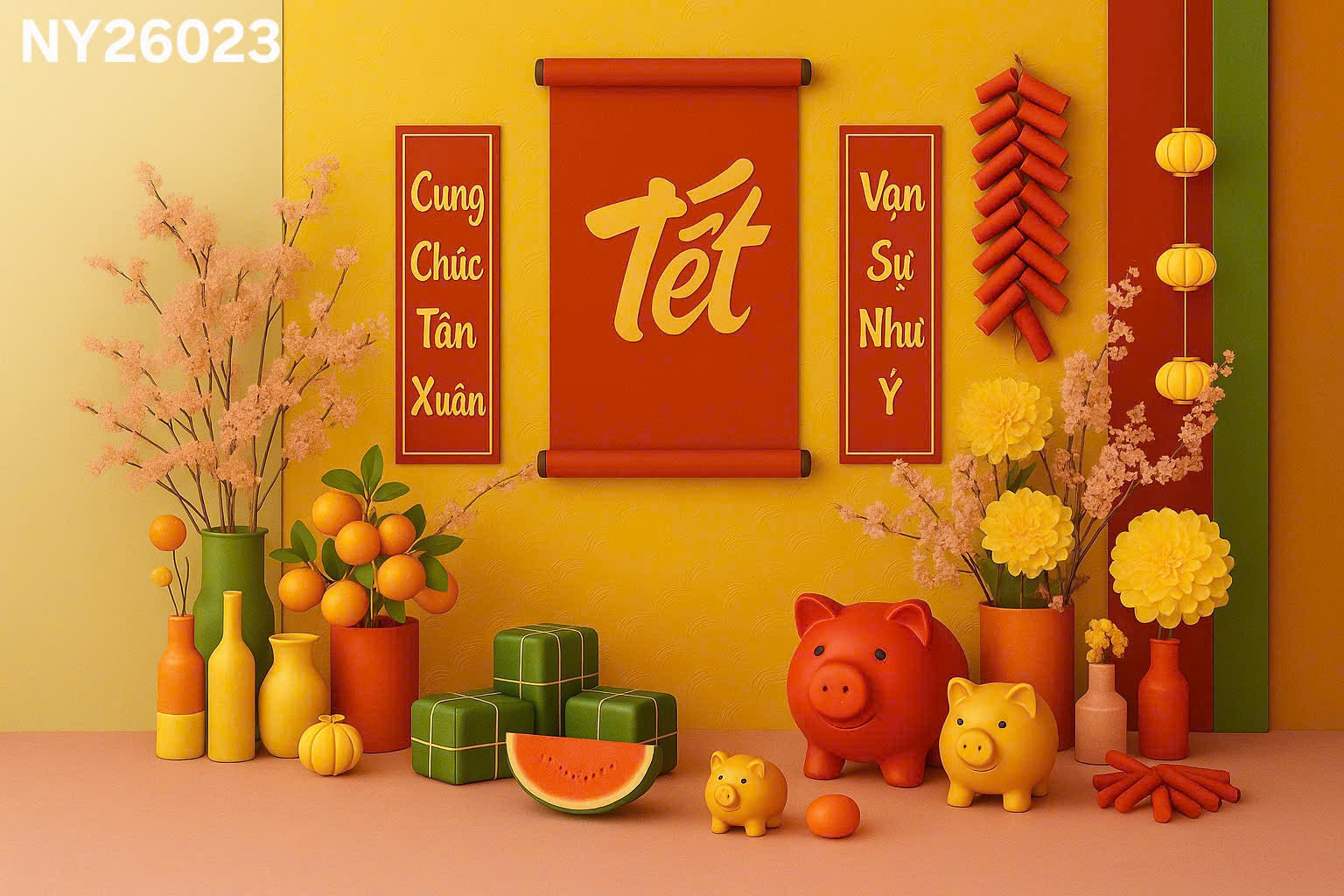 NY26023 - Tet Backdrop (Phông Nền Tết 2026) – Viet Huong Collection USA